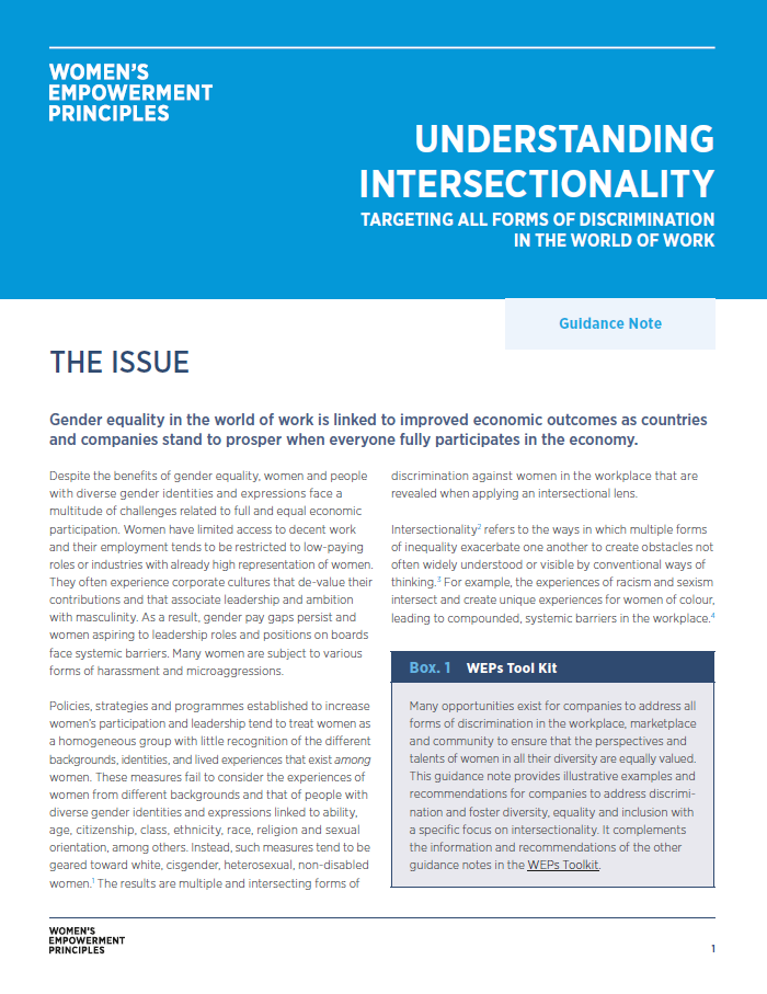 Understanding intersectionality: targeting all forms of discrimination in the world of work | WEPs